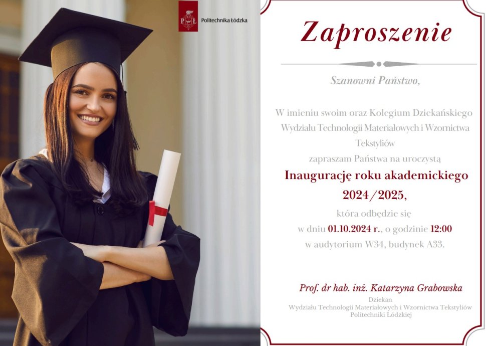 Uroczysta inauguracja roku akademickiego 2024/2025 | Aktualności | Wydział Włókiennictwa i ...